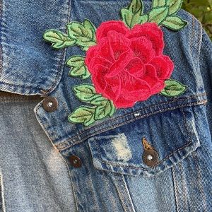 Jackets & Coats | Marci Distressed Embroidered Rose Denim Jacket | Poshmark